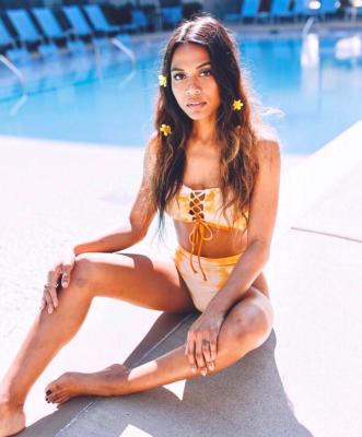 China Solid color Scoop Neck Sport Top With High Waist Bikini for sale
