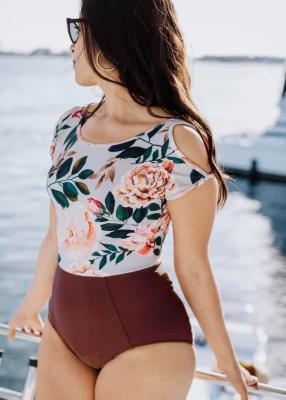 China Tiered Layer Tie a Knot Front Top With Low waist Bikini swimsuit high cut for sale