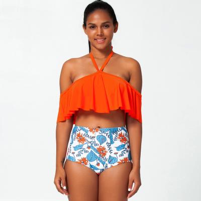 China Tiered Layer Tie a Knot Front Top With Low waist Bikini swimsuit high cut for sale