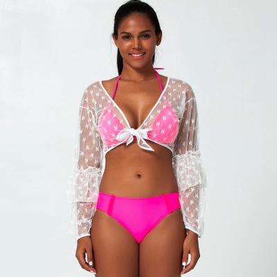 China Tiered Layer Tie a Knot Front Top With Low waist Bikini swimsuit high cut for sale