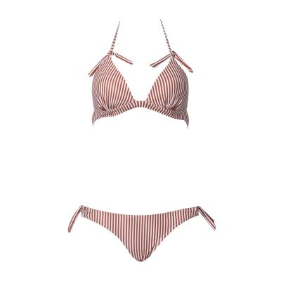China Tiered Layer Tie a Knot Front Top With Low waist Bikini swimsuit high cut for sale