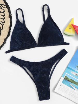 China Tiered Layer Tie a Knot Front Top With Low waist Bikini swimsuit high cut for sale