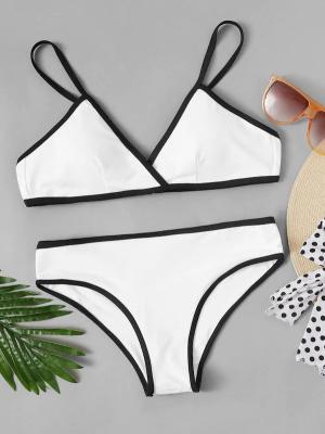 China Tiered Layer Tie a Knot Front Top With Low waist Bikini swimsuit high cut for sale