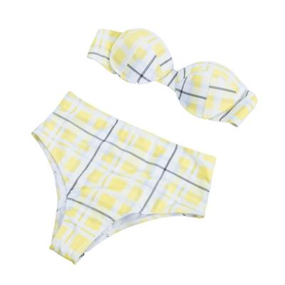 China Tiered Layer Tie a Knot Front Top With Low waist Bikini swimsuit high cut for sale