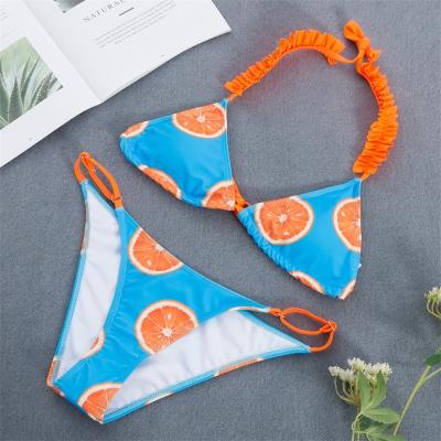 China Tiered Layer Tie a Knot Front Top With Low waist Bikini swimsuit high cut for sale