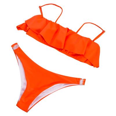 China Tiered Layer Tie a Knot Front Top With Low waist Bikini swimsuit high cut for sale