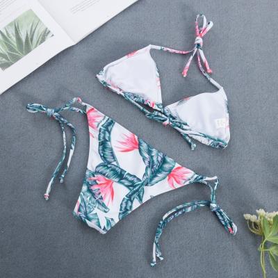 China Tiered Layer Tie a Knot Front Top With Low waist Bikini swimsuit high cut for sale
