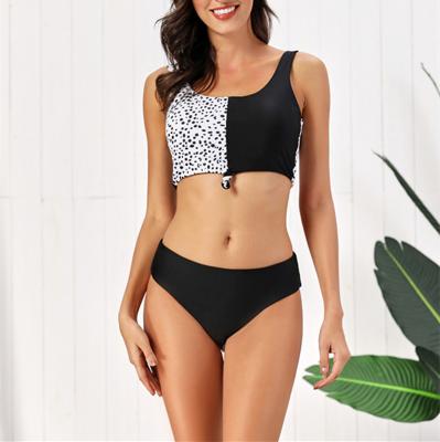 China Tiered Layer Tie a Knot Front Top With Low waist Bikini swimsuit high cut for sale