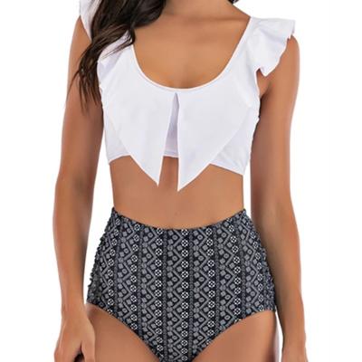 China Tiered Layer Tie a Knot Front Top With Low waist Bikini swimsuit high cut for sale