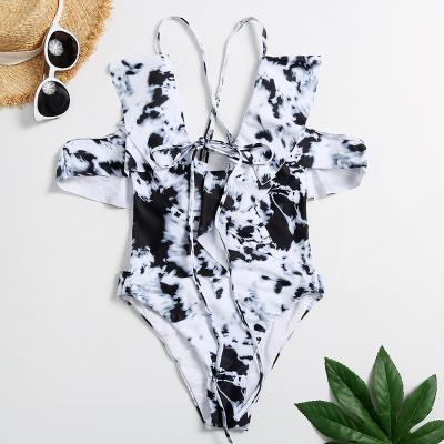 China Tiered Layer Tie a Knot Front Top With Low waist Bikini swimsuit high cut for sale