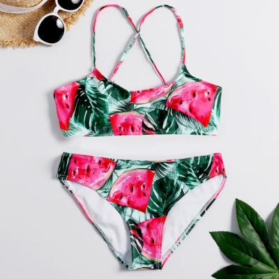 China Tiered Layer Tie a Knot Front Top With Low waist Bikini swimsuit high cut for sale