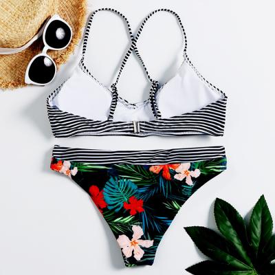 China Tiered Layer Tie a Knot Front Top With Low waist Bikini swimsuit high cut for sale