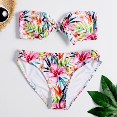 China Tiered Layer Tie a Knot Front Top With Low waist Bikini swimsuit high cut for sale