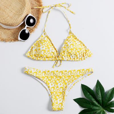 China Tiered Layer Tie a Knot Front Top With Low waist Bikini swimsuit high cut for sale