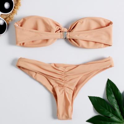 China Tiered Layer Tie a Knot Front Top With Low waist Bikini swimsuit high cut for sale