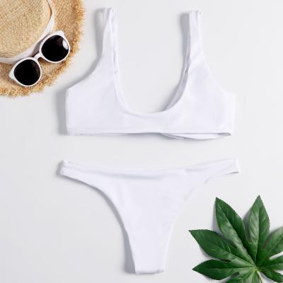 China Tiered Layer Tie a Knot Front Top With Low waist Bikini swimsuit high cut for sale