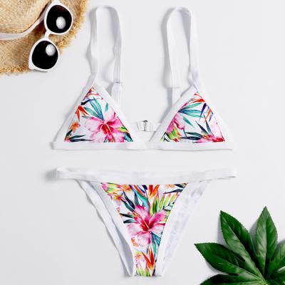China Tiered Layer Tie a Knot Front Top With Low waist Bikini swimsuit high cut for sale