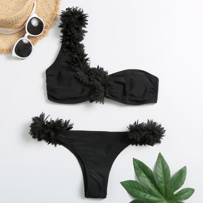 China Tiered Layer Tie a Knot Front Top With Low waist Bikini swimsuit high cut for sale