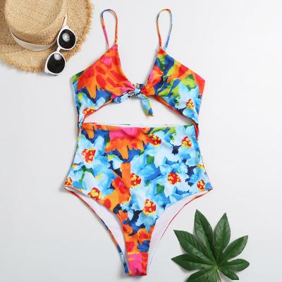 China Tiered Layer Tie a Knot Front Top With Low waist Bikini swimsuit high cut for sale