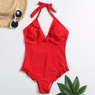 China Tiered Layer Tie a Knot Front Top With Low waist Bikini swimsuit high cut for sale