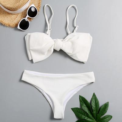 China Tiered Layer Tie a Knot Front Top With Low waist Bikini swimsuit high cut for sale