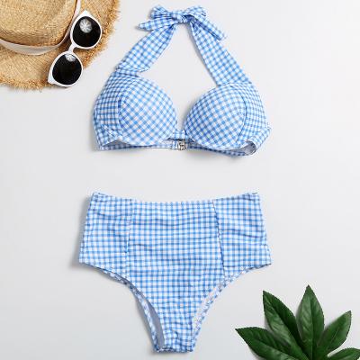 China Tiered Layer Tie a Knot Front Top With Low waist Bikini swimsuit high cut for sale