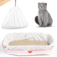 China Custom Jumbo Cat Litter Box Liners with Drawstring Closure 50 Mic Thickness Beige for sale