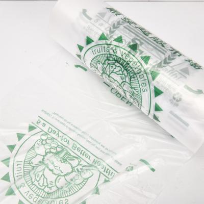 Cina 5-40 mic Spessore Imballaggio di stampa in plastica personalizzato Supermercato Sacchetto di produzione piatto su rotolo in vendita
