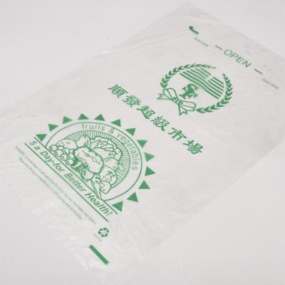 Cina 5-40 mic Spessore Imballaggio di stampa in plastica personalizzato Supermercato Sacchetto di produzione piatto su rotolo in vendita