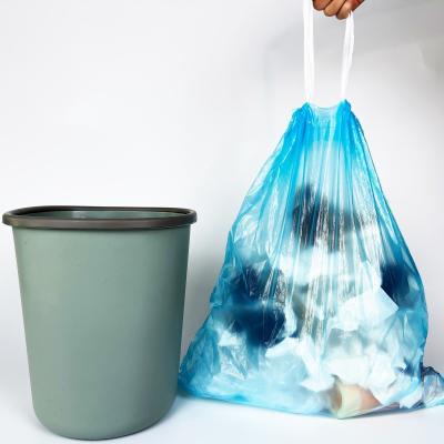 China Aceitação de encomendas personalizadas Rolo de sacos de lixo de corda de tração perfumada em HDPE/LDPE/LLDPE à venda