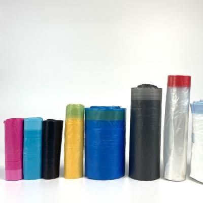 China Aceitação de encomendas personalizadas Rolo de sacos de lixo de corda de tração perfumada em HDPE/LDPE/LLDPE à venda