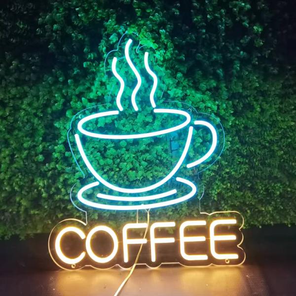 Quality Commercial Outdoor Coffee Neon Light Signs Shatterproof Neon Sign With Acrylic Back for sale