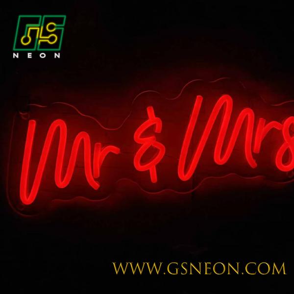 Quality Mr And Mrs Neon Name Signs For Wedding Reception LED Neon Light Name Sign for sale