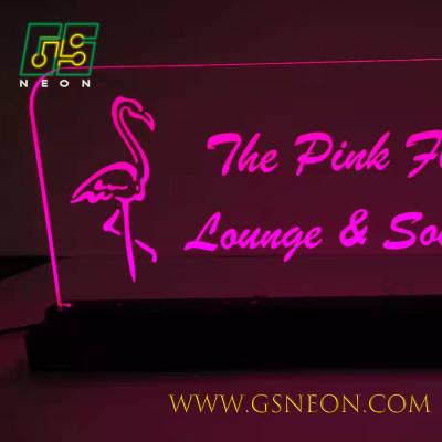 China LED Edge Lit Acrylic Sign Stand Engraved Night Light Display For Reception Counter for sale