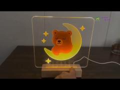 5v baby room led night light soft glowing acrylic edge lit sign with printing bear