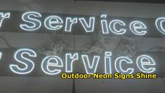 expose neon channel letter sign for outdoor