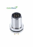 China Chassis Side Thread Front Mount PCB Contacts M12 A Code Connector Male Panel Sensor for sale