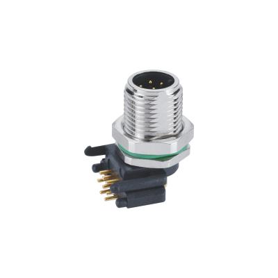 Cina Connettore maschio M12 5 pin di fissaggio lato anteriore del pannello con contatti PCB da 90 gradi in vendita