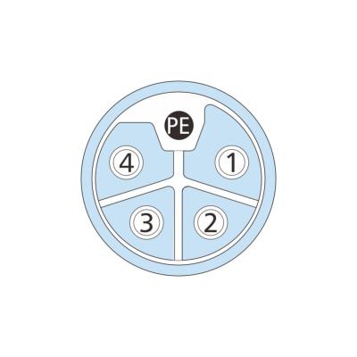 Cina 16a / 63v M12 L codice connettore 4 Pin+Pe maschio a femmina modellato 1m PVC 5x16awg cavo di alimentazione schermato in vendita