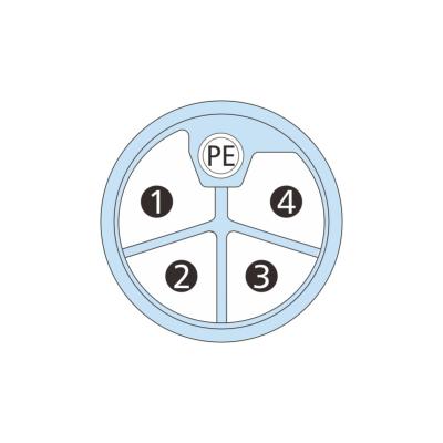 Cina 16a / 63v M12 L codice connettore 4 Pin+Pe maschio a femmina modellato 1m PVC 5x16awg cavo di alimentazione schermato in vendita