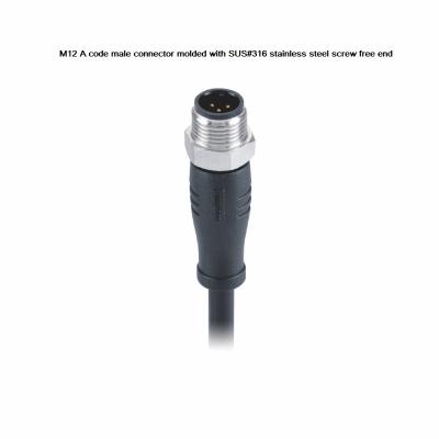 Cina M12 impermeabile A ha codificato 5 l'estremità libera della vite di acciaio inossidabile di SUS 316 di Pin Connector in vendita