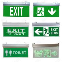 China Fire Safety Double Sided Small Size Automatic Ceiling Mounted LED Emergency Exit Light for sale
