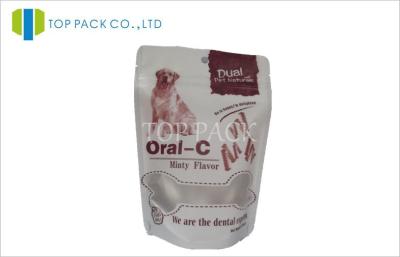 China Bottom Gusset Printed Plastic Pouches Eco friendly For Pet Food With Window for sale