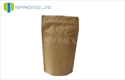 China Coffee Bean Kraft Paper Pouches With Window , One Way Degassing Valve for sale