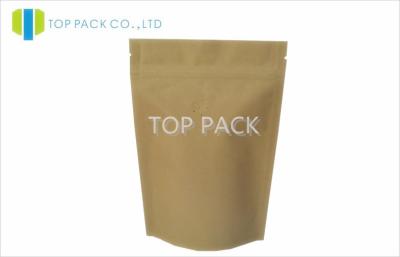 China Brown Valve Kraft Paper Packaging For Coffee Bean , Stand Up Food Pouches for sale