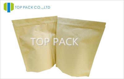 China Flat Kraft Paper Stand Up Pouch Foil Lamination With One Way Valve Coffee Beans for sale