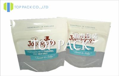 China Popcorn Snack Packaging Bags With Window And Zipper PET / PE Plastic for sale