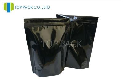 China Black Plain Pet Food Bag , Stand Up Zipper Pouch With K Seal Bottom for sale