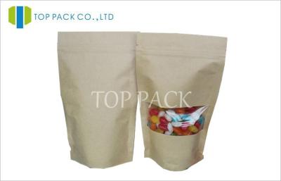 China Ziplock Plain Kraft Paper Packaging , 1oz Coffee Kraft Paper Bags for sale
