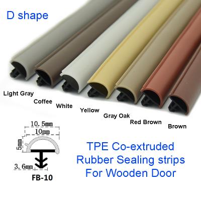 China Gecoëxtrudeerde D-vorm rubberen afdichtingsstrips Houten deurafdichtingsstrip Tochtstrip Witte kleur Te koop